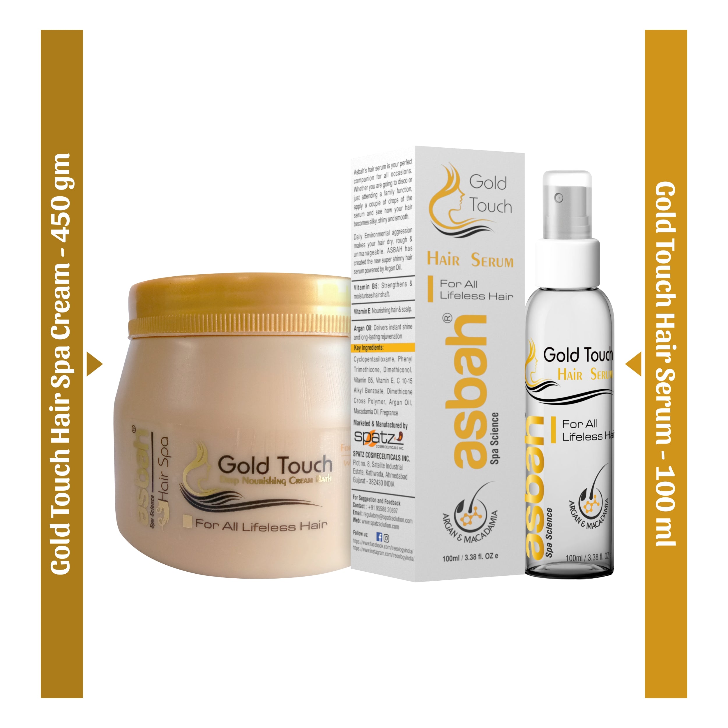 Asbah Natural Gold Touch Deep Nourishing Hair Spa Cream and Hair Serum ...